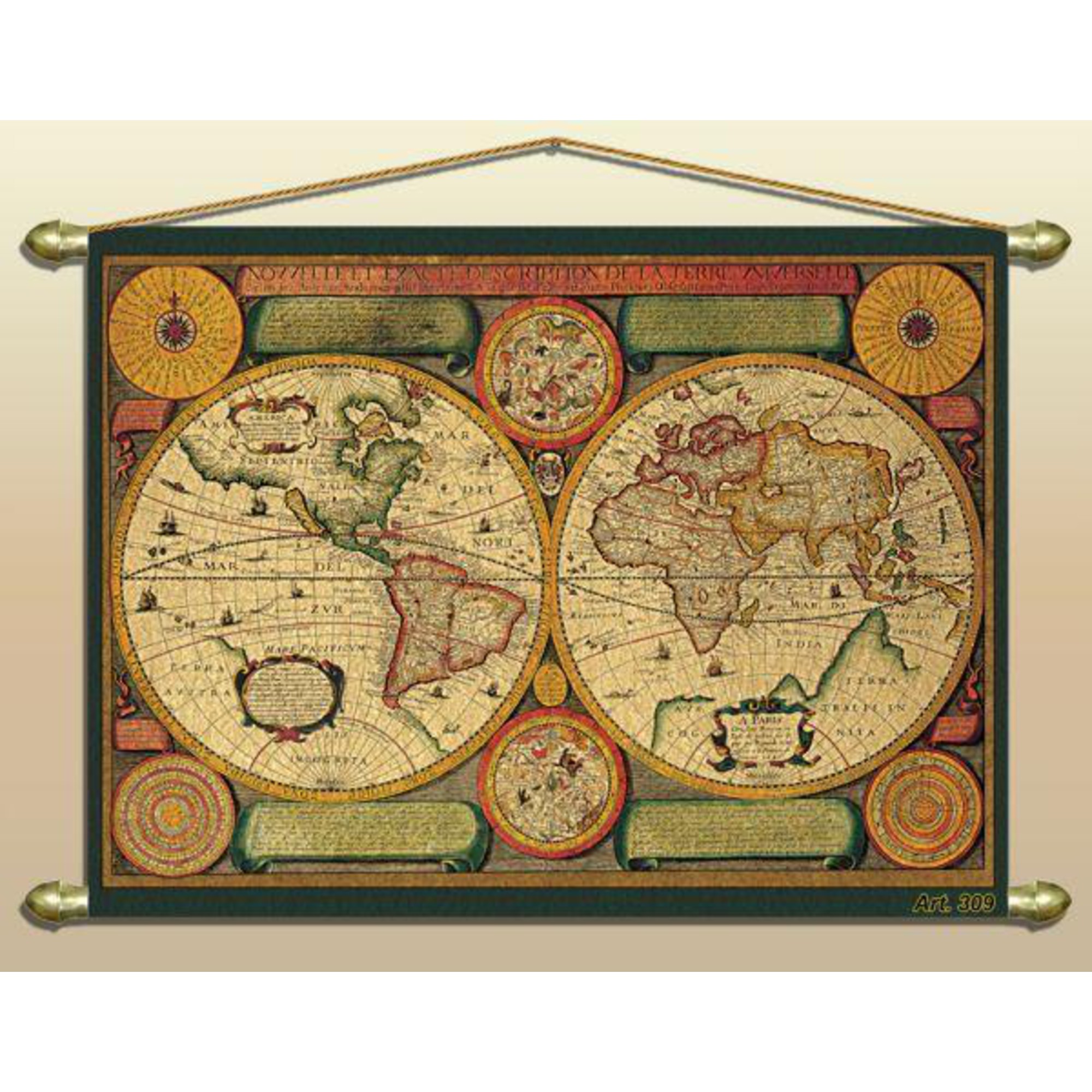 Zoffoli living Antique map (reproduction) No. 309/2