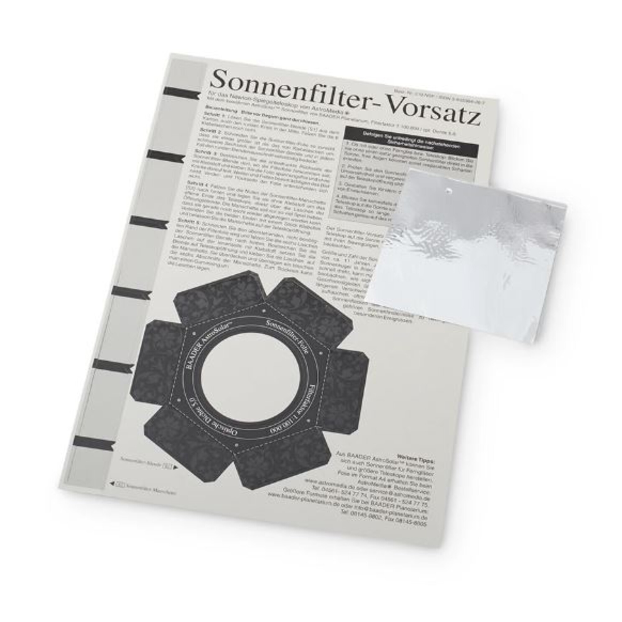 AstroMedia Kit Sun filter resolution for Newton reflector telescope