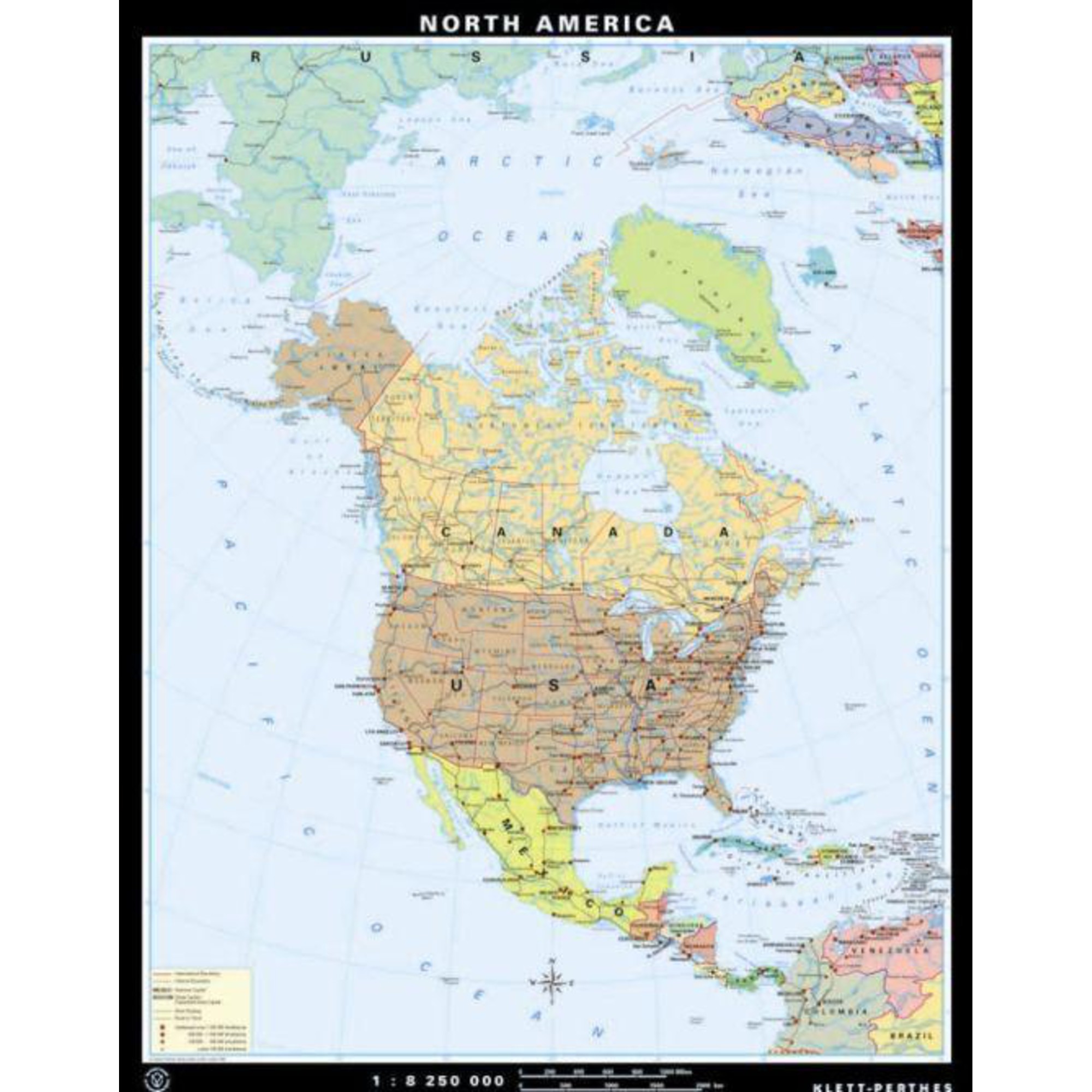 Klett-Perthes Verlag Continent map North America physical / political ...