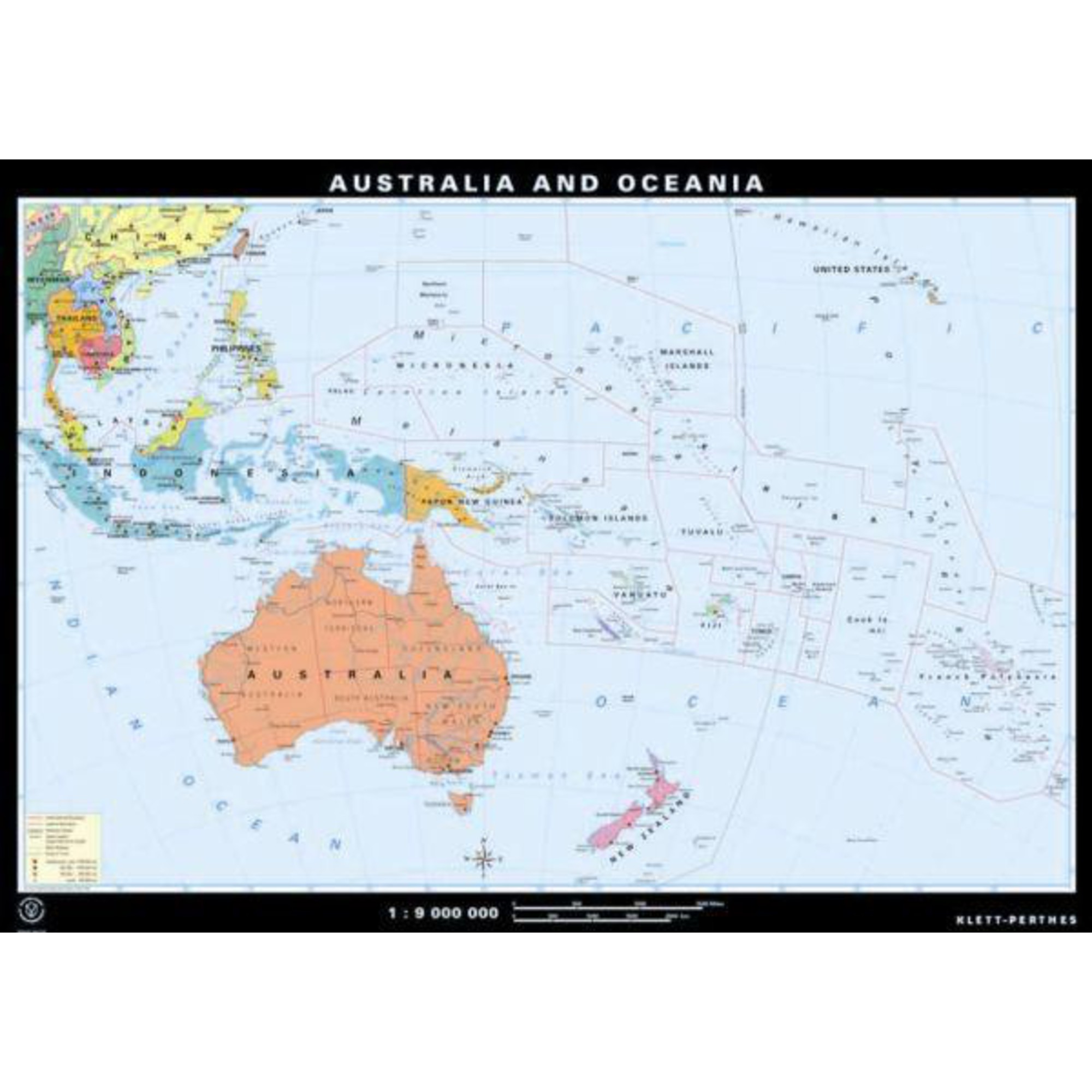 Klett-Perthes Verlag Continent map Australien and Ozeanien physical ...