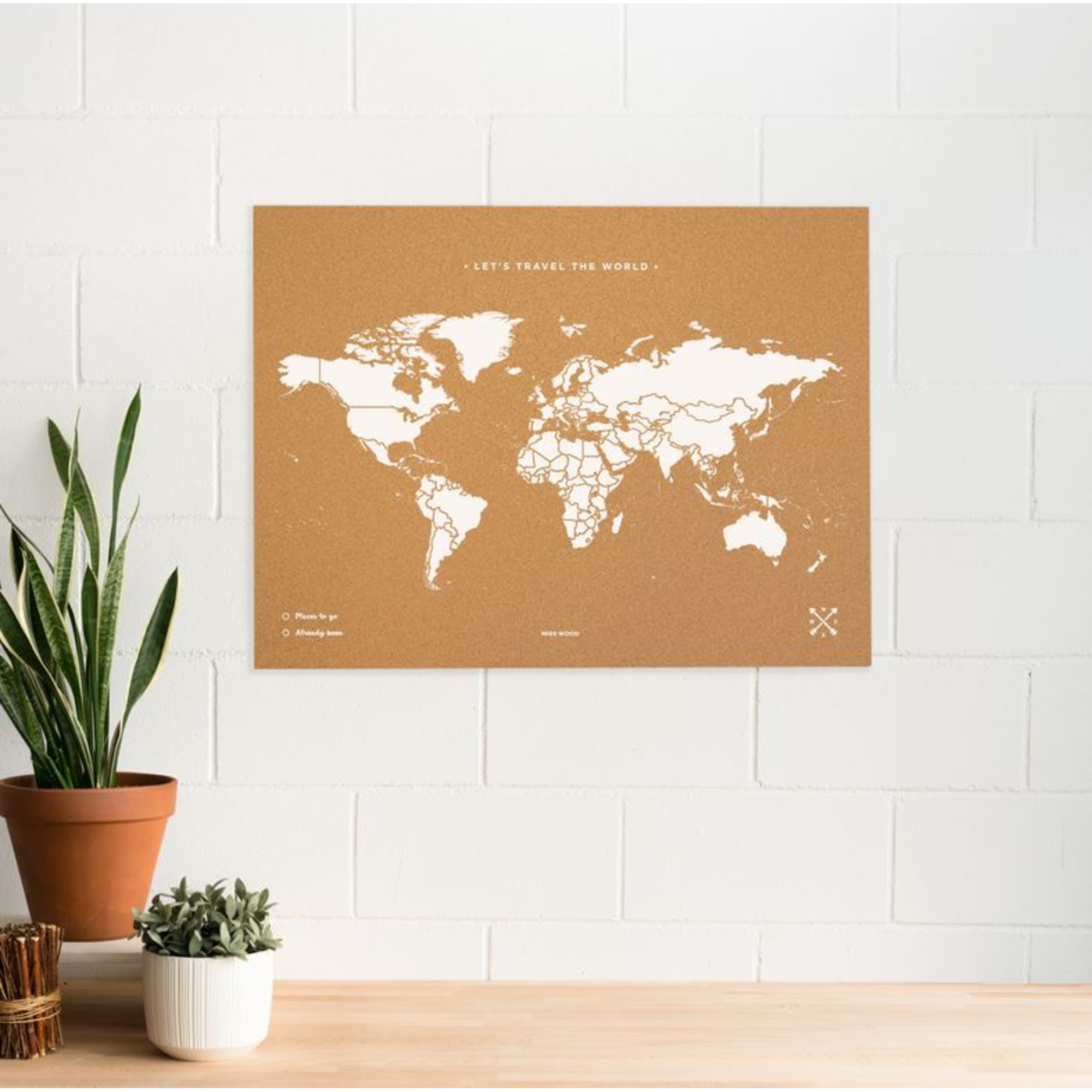 Miss Wood Woody Map Natural Cork XL white