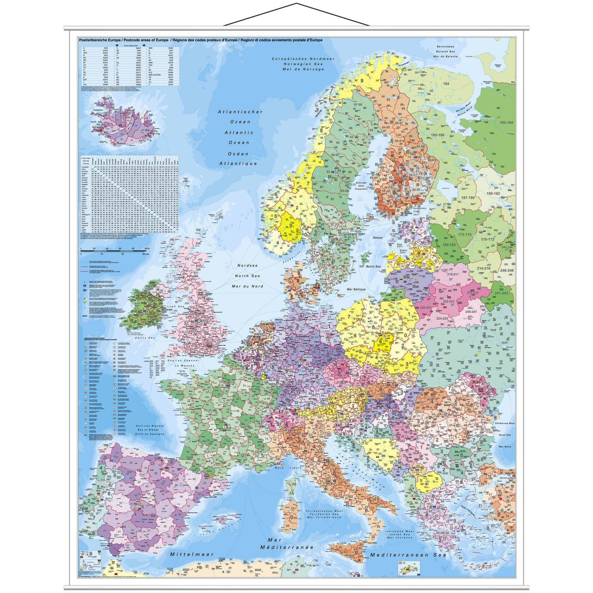 Stiefel Continental map Europe postcodes (97 x 119 cm)