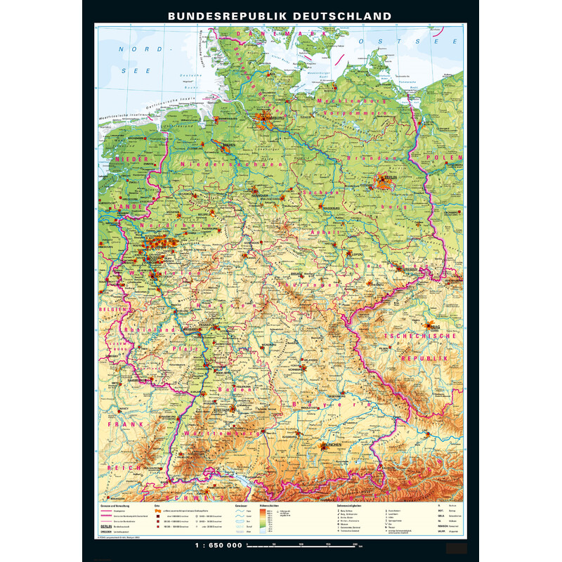 PONS Map Germany physical and political (113 x 157 cm)